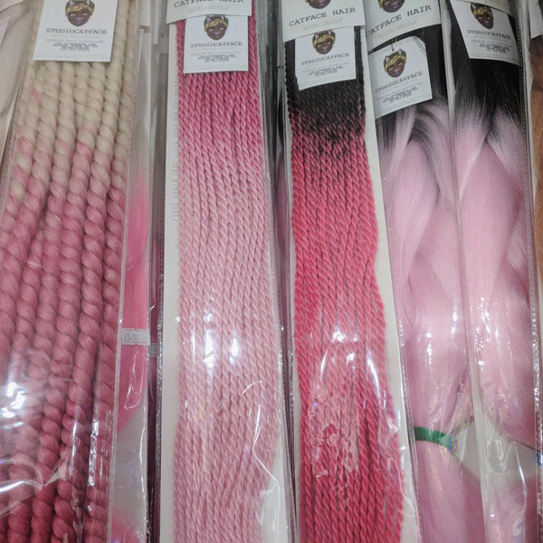 Bubble Gum Pink Small Rope Twists Crochet Braid 24 inches | Catface Hair